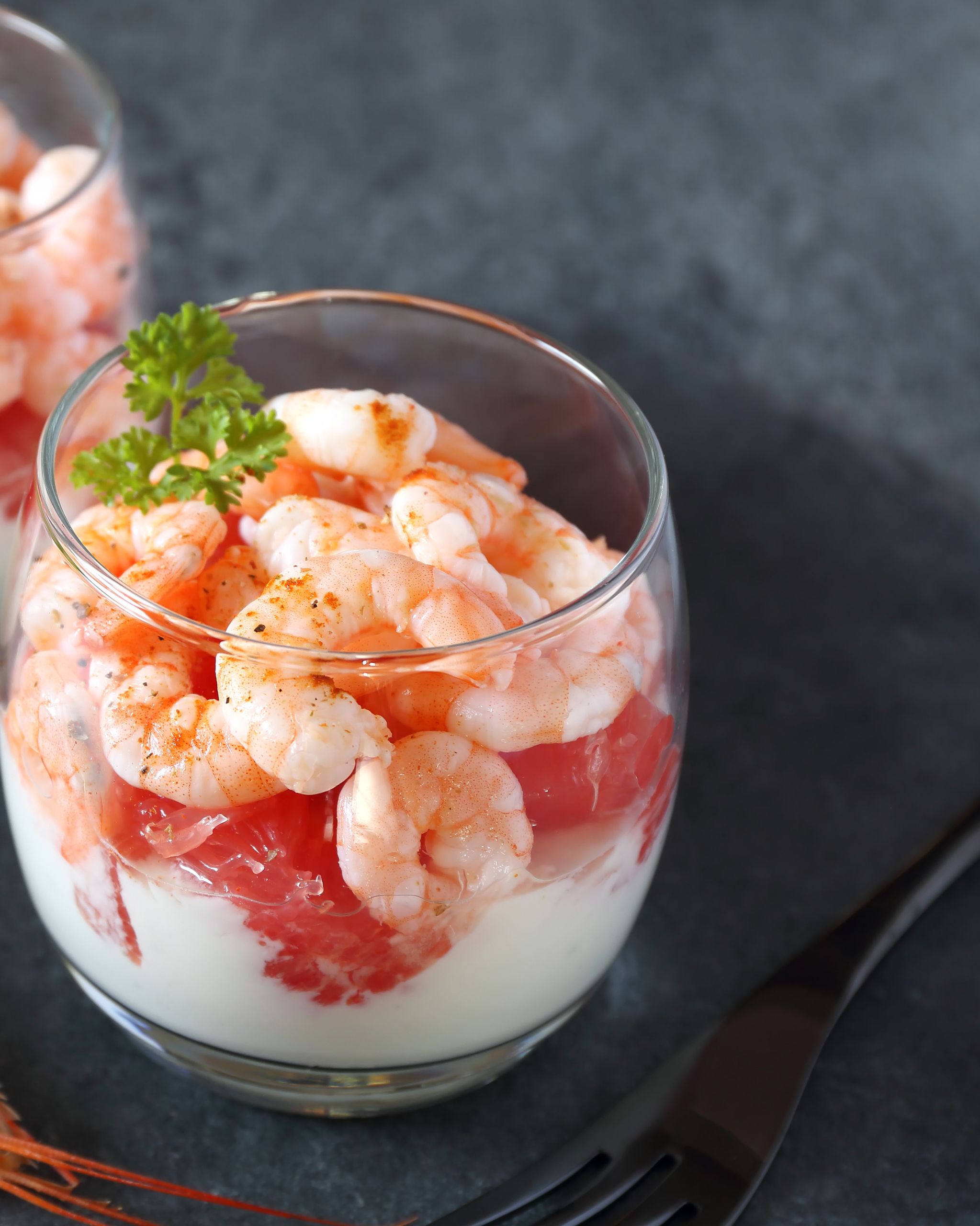 Verrines aux Crevettes Miti et pamplemousse - Miti